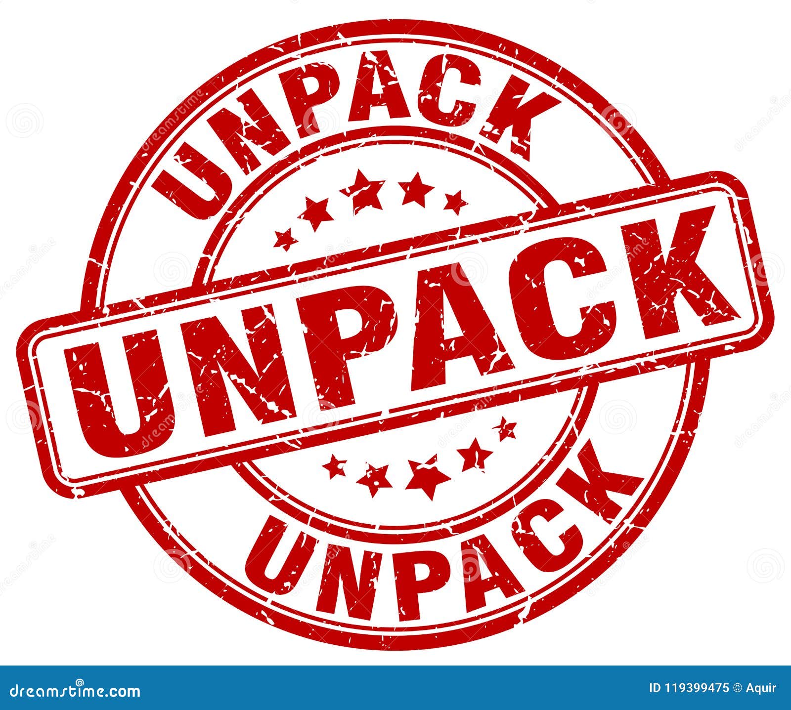 Unpack red stamp stock vector. Illustration of rubber - 119399475