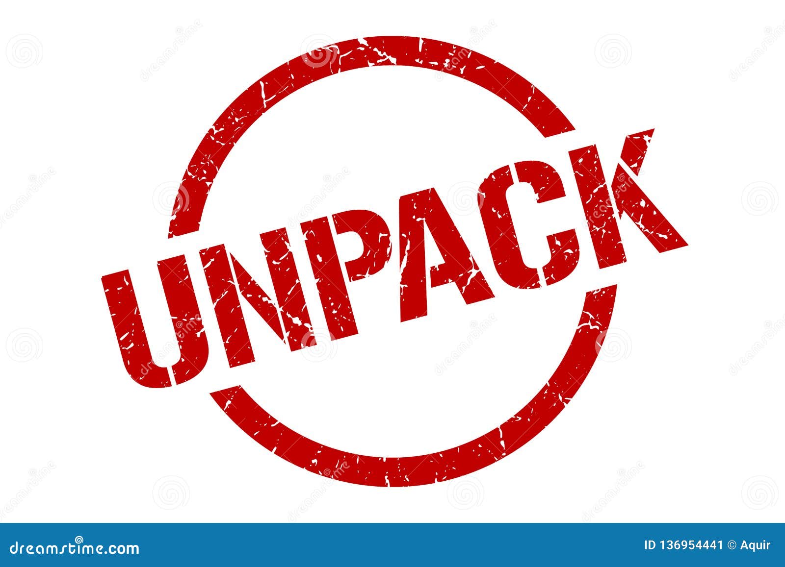 Unpack stamp stock vector. Illustration of sign, grunge - 136954441