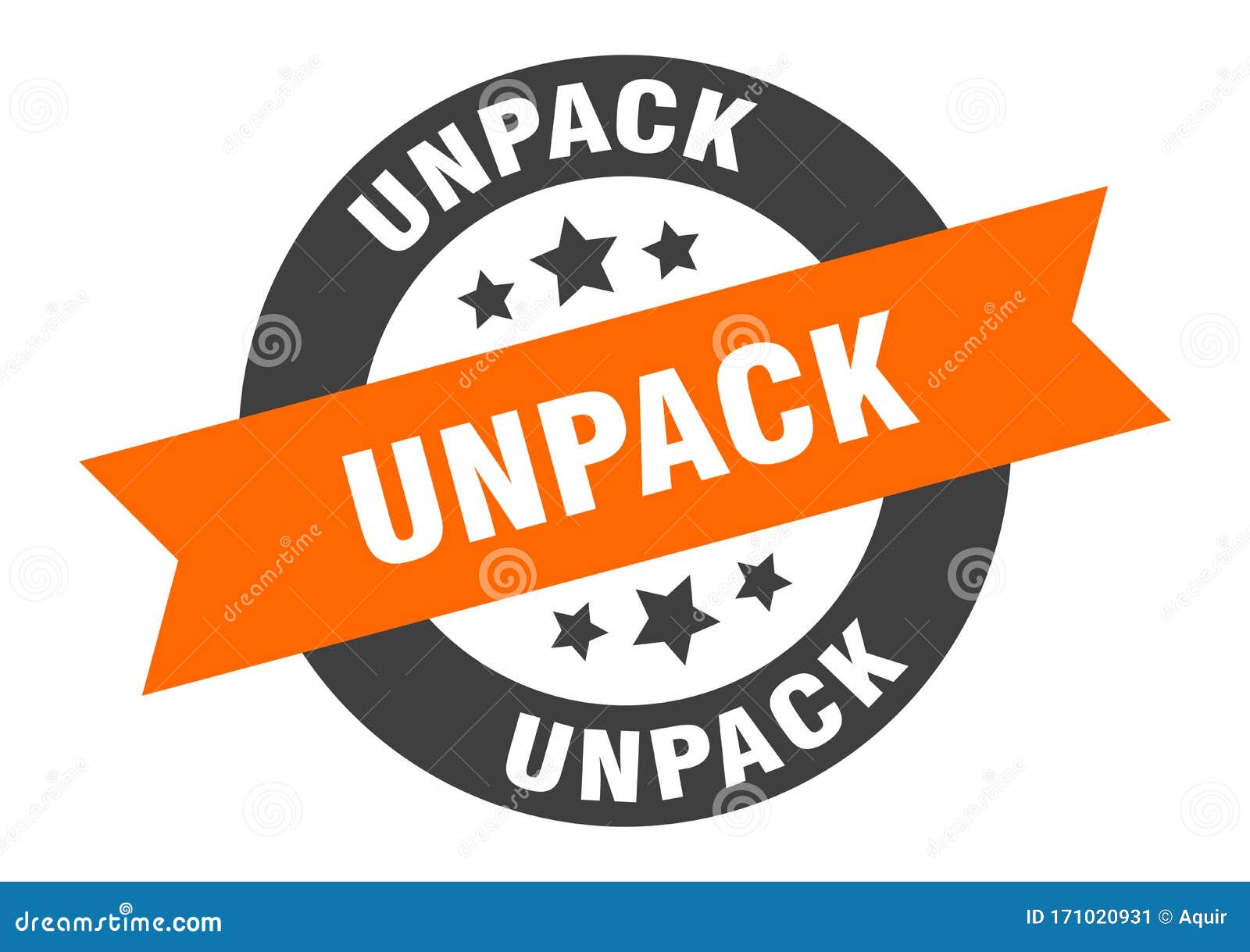 Unpack Sign. Unpack Round Ribbon Sticker Stock Vector - Illustration of ...