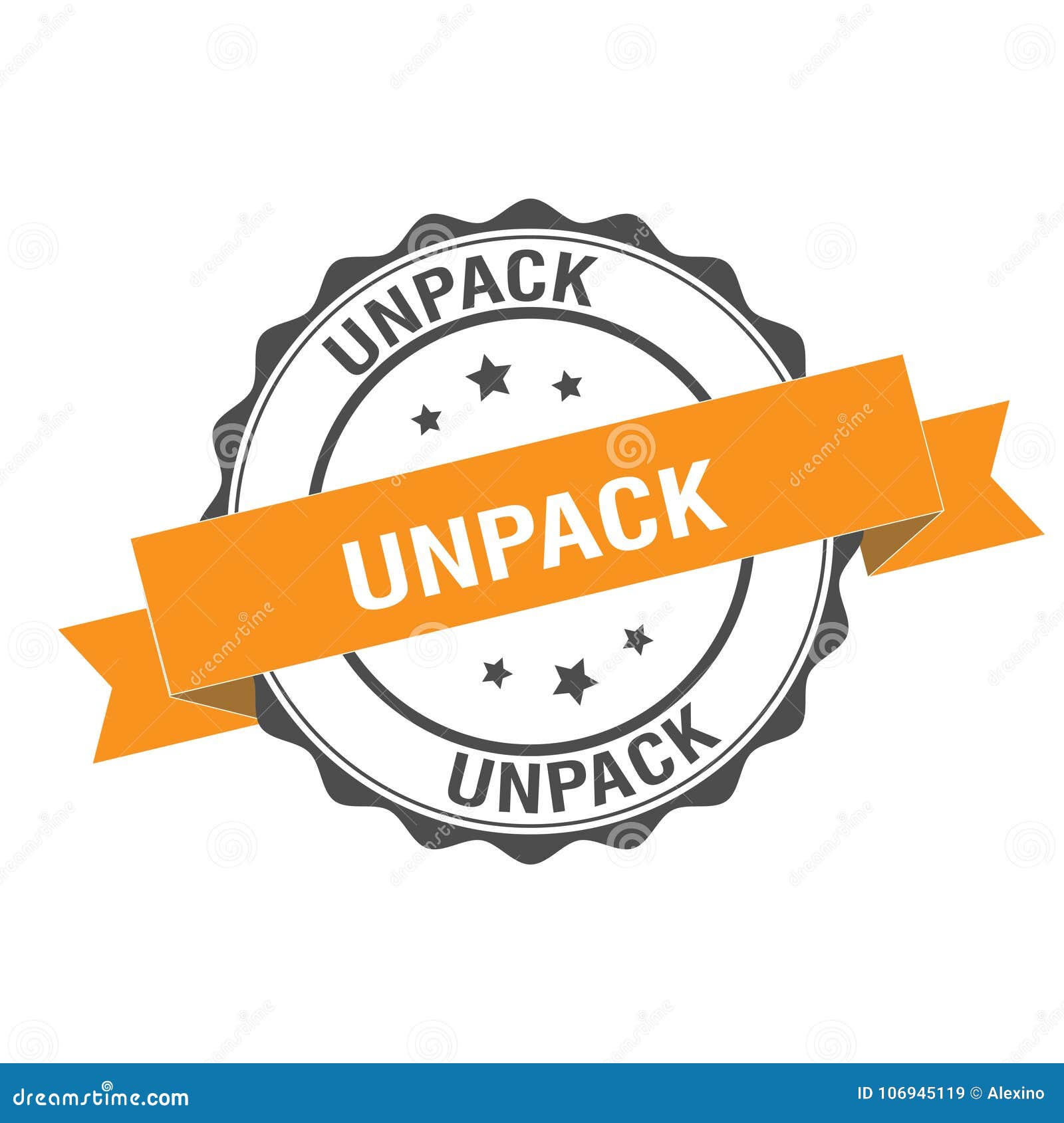 Unpack stamp illustration stock vector. Illustration of badge - 106945119