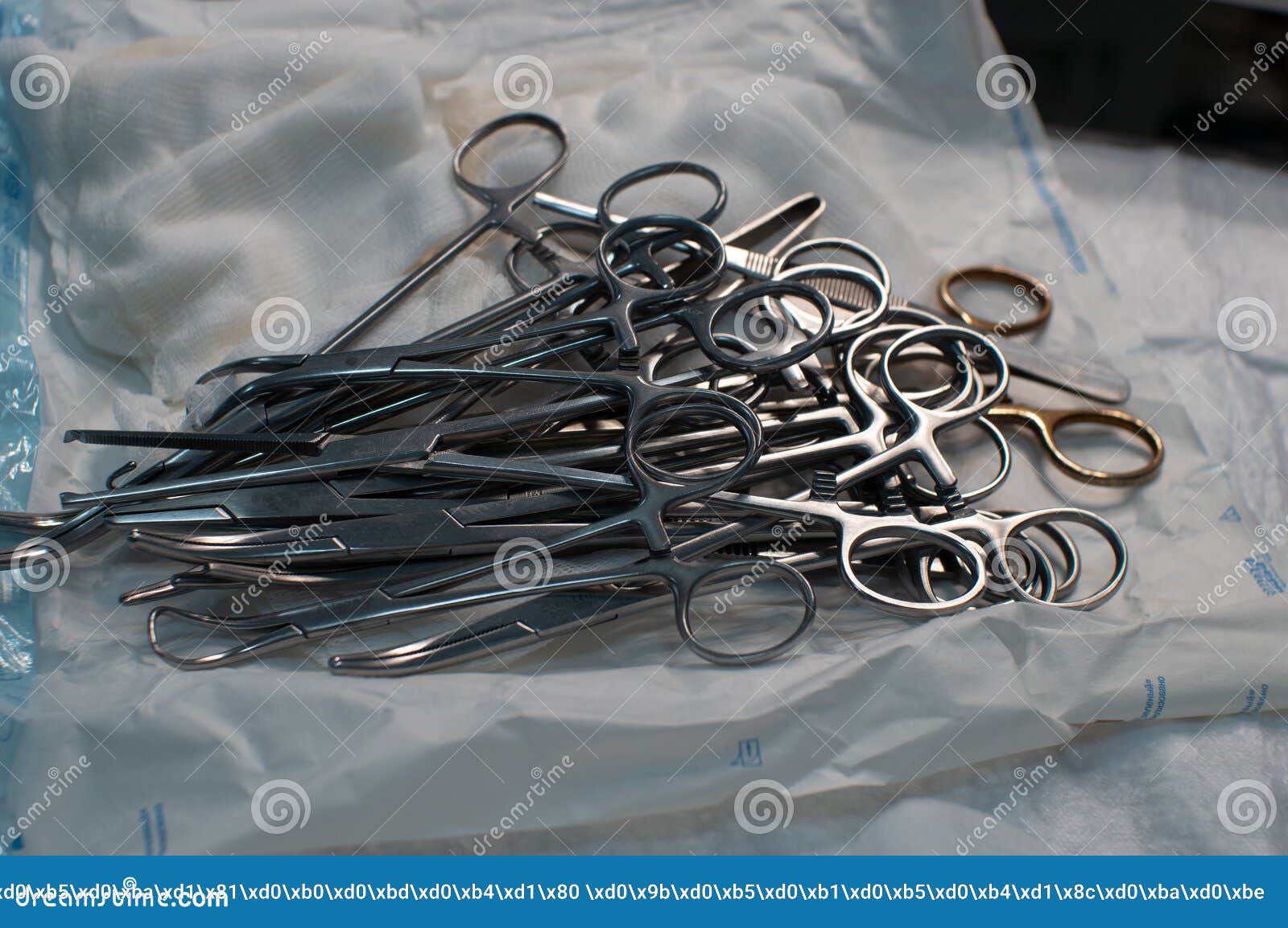 Unpacked Set of Sterile Surgical Instruments on the Table. a Surgical ...