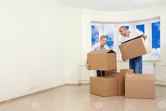Unpacking stock photo. Image of couple, living, interior - 8545156