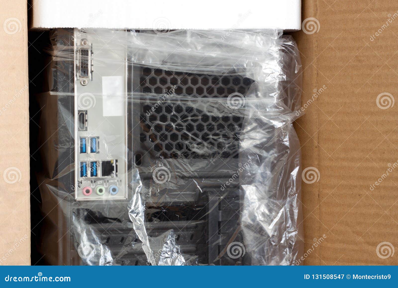 Unpacking Black Personal Computer, Back View Stock Image - Image of ...