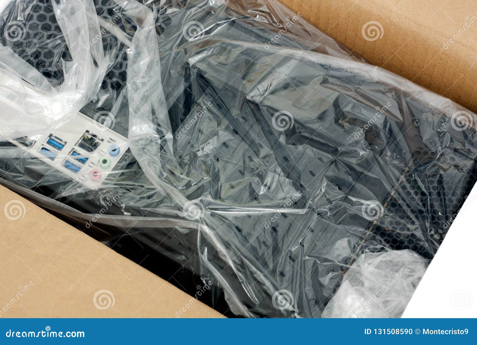 Unpacking Black Personal Computer, Back View Stock Photo - Image of ...