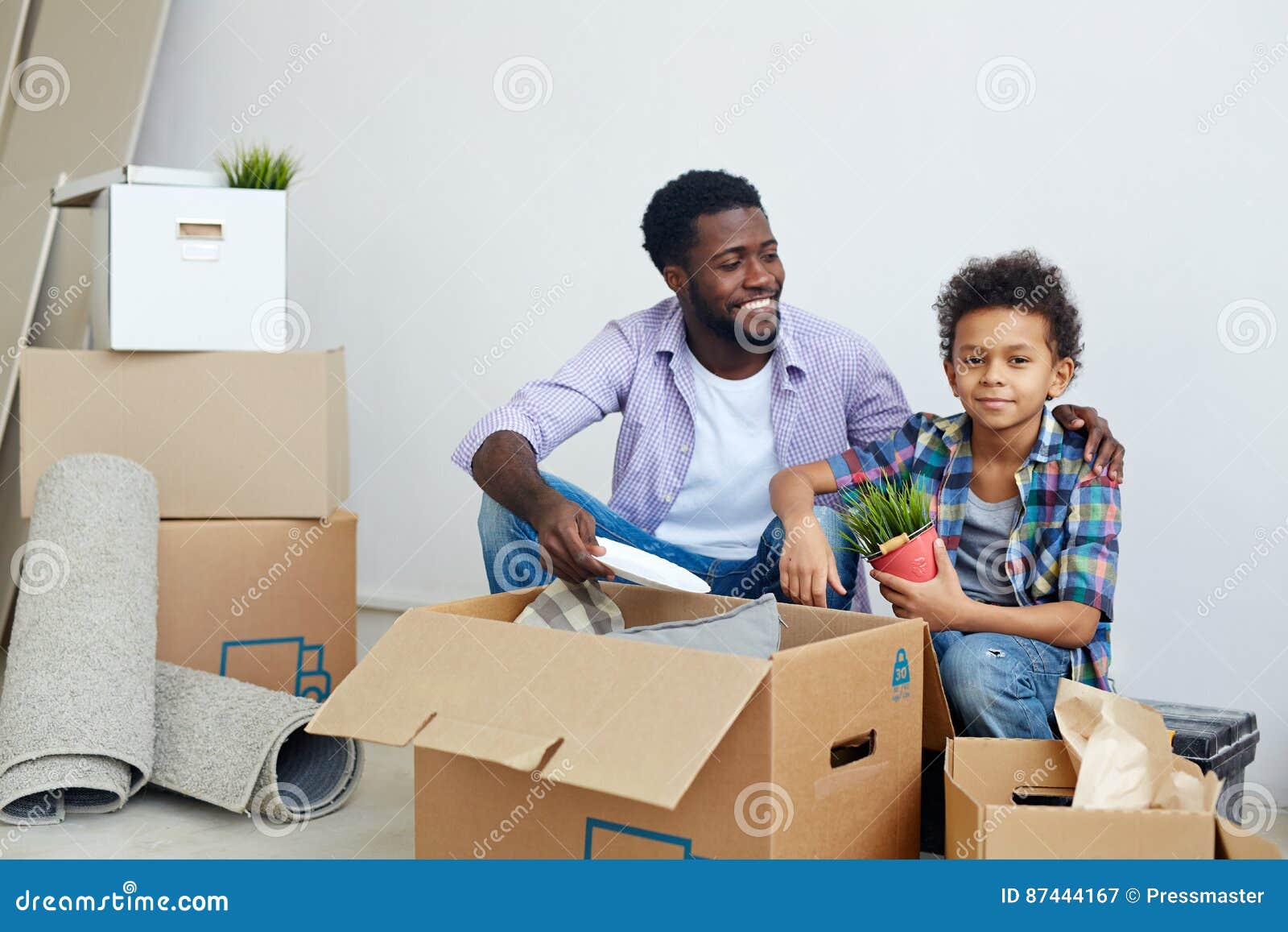 Unpacking boxes stock image. Image of renovation, looking - 87444167