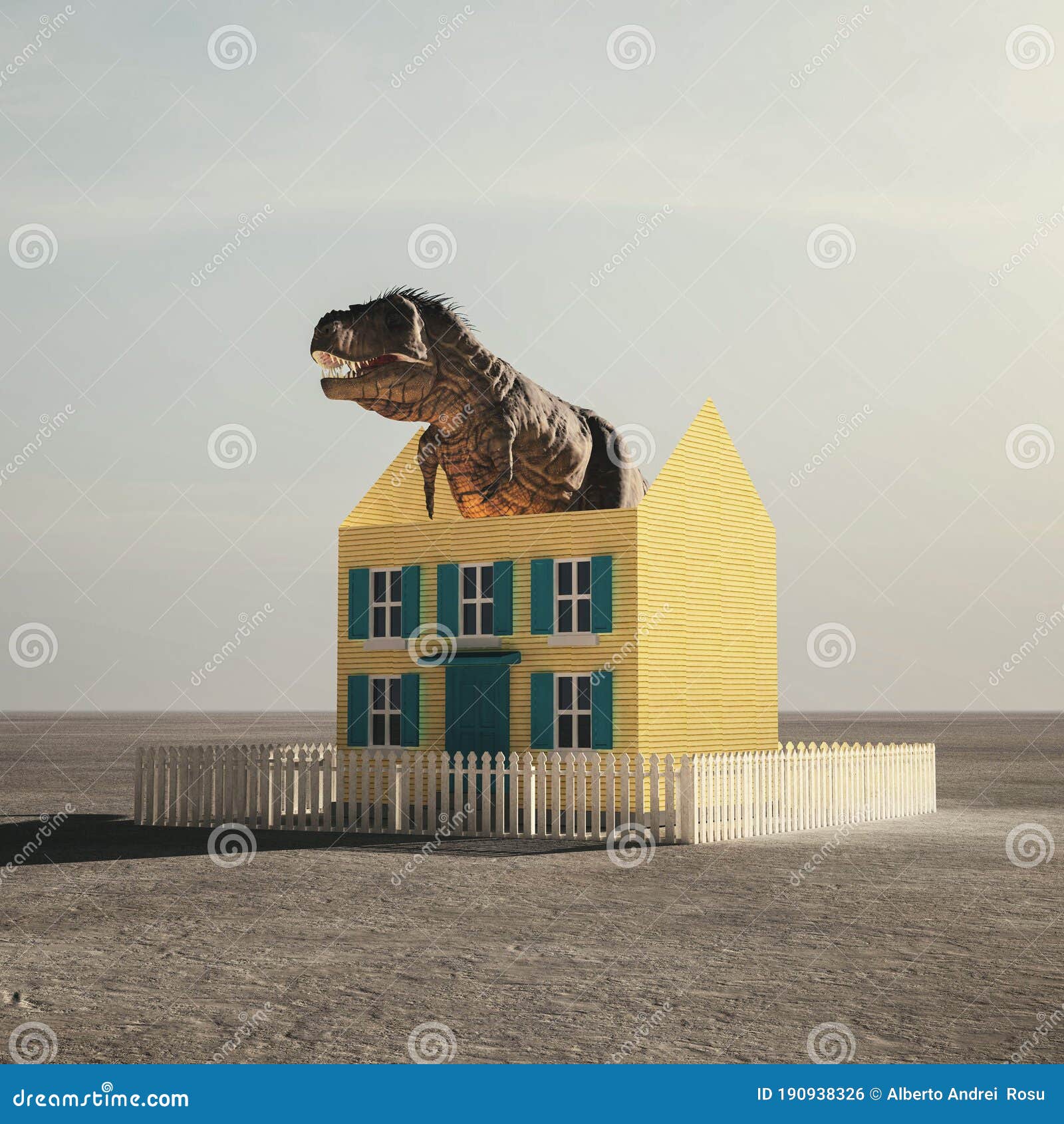 T Rex Inside a House . Unpaid Bills Concept Stock Illustration ...