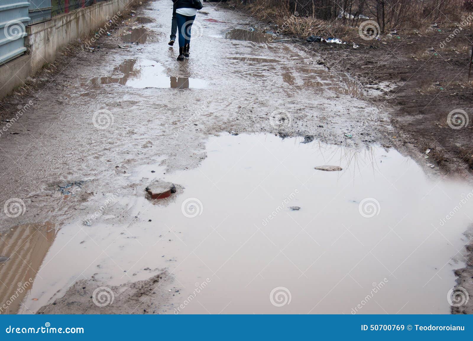 Unpaved muddy street stock image. Image of rain, ripples - 50700769