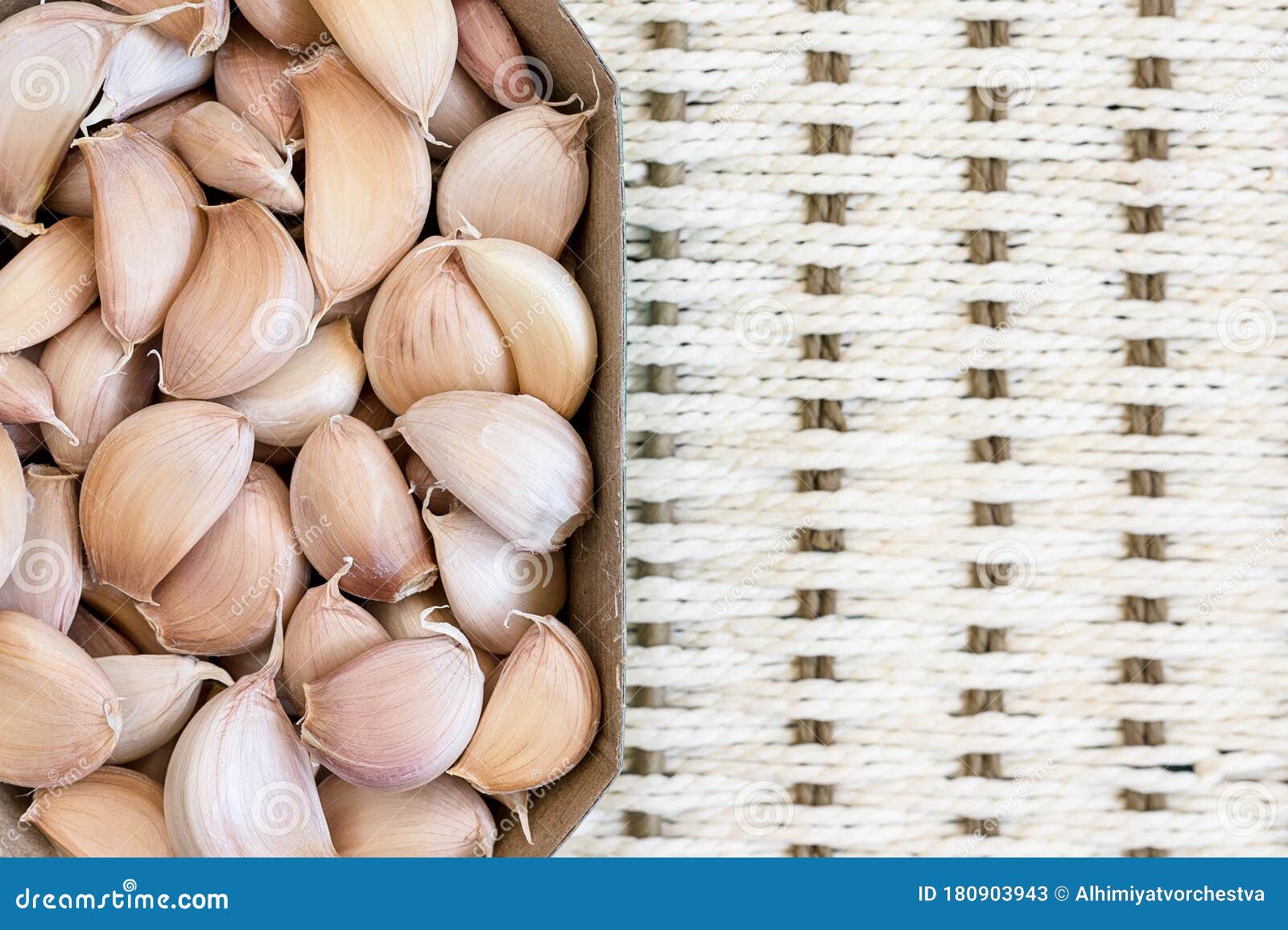 Unpeeled Garlic Cloves in a Cardboard Box Stock Image - Image of ...
