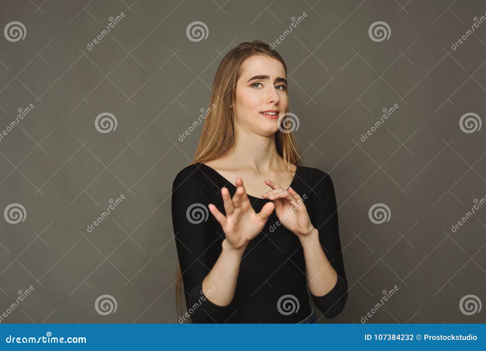 Unpleasant Feeling, Woman Expressing Disgust Stock Photo - Image of ...