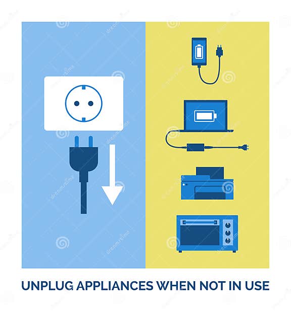 Unplug Appliances when Not in Use Stock Vector - Illustration of ...