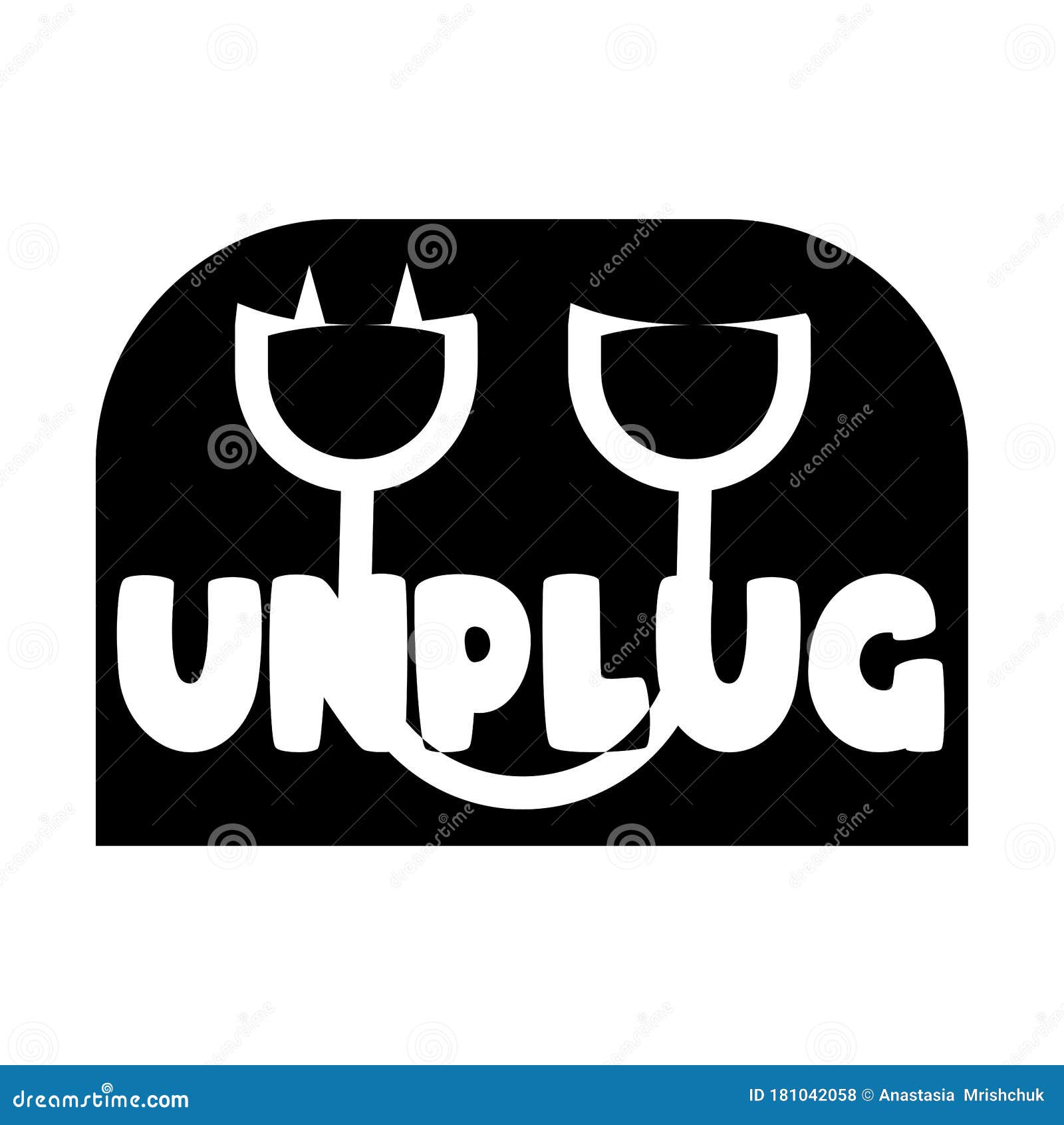 Unplug Word Logo Icon on a White Background Stock Illustration ...