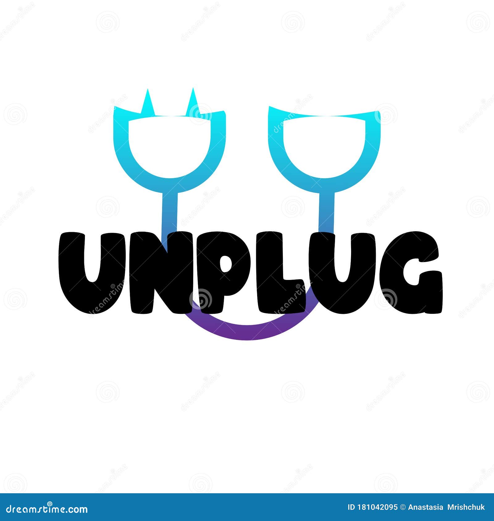Unplug Word Logo Icon on a White Background Stock Illustration ...