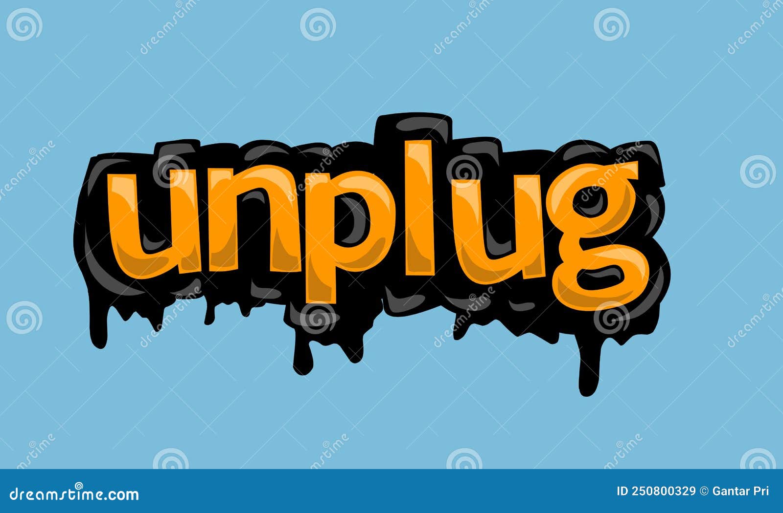 UNPLUG Writing Vector Design on Blue Background Stock Illustration ...
