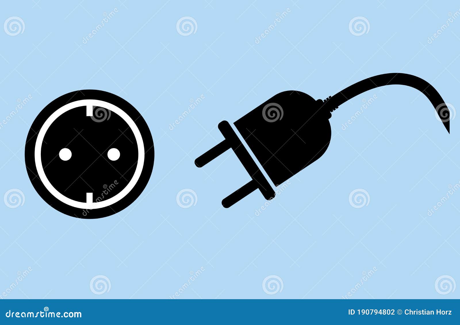 Unplugged Electric Plug and Socket Symbol Vector Illustration Stock ...