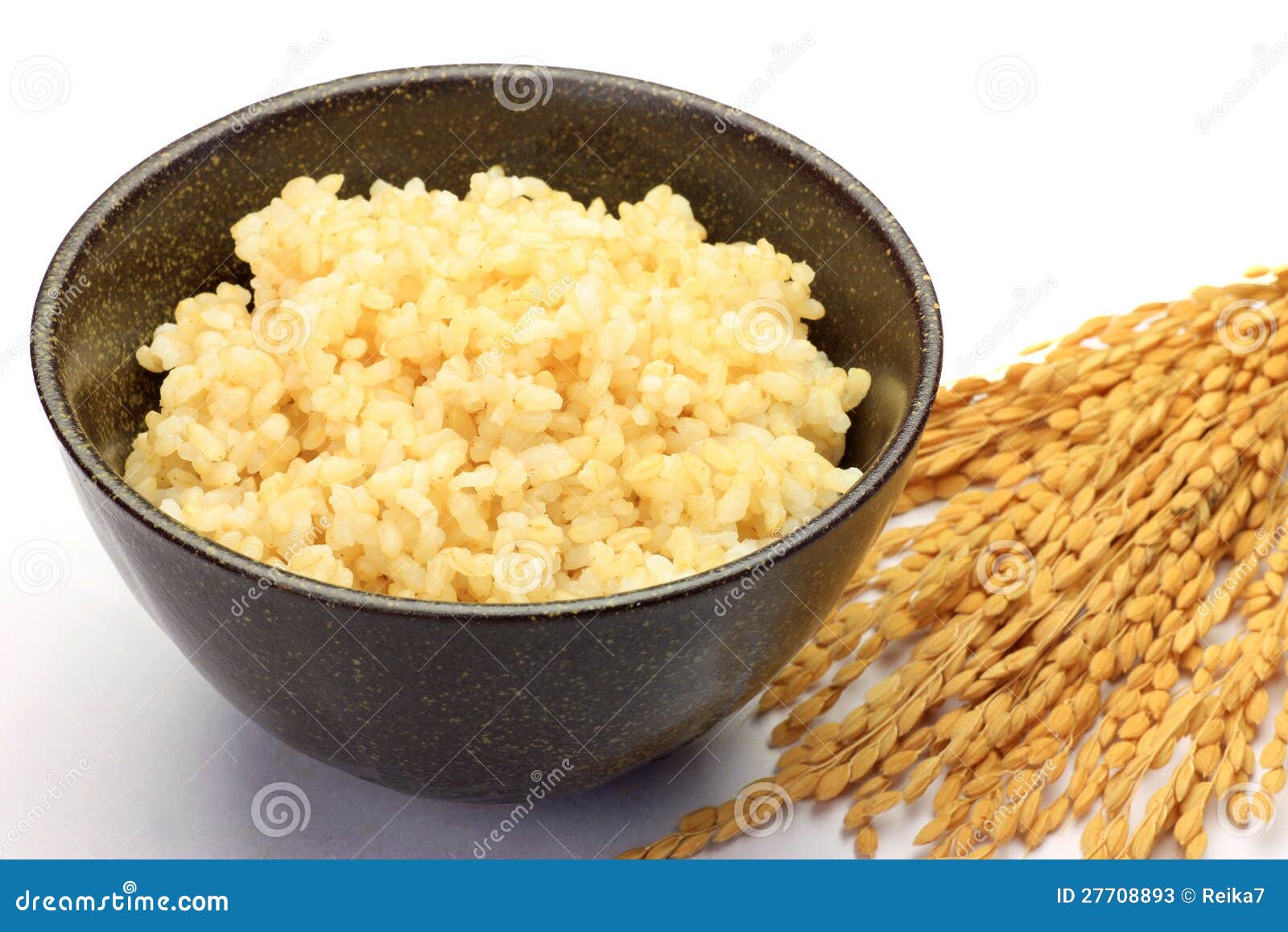 Unpolished rice stock image. Image of bowl, grains, food - 27708893