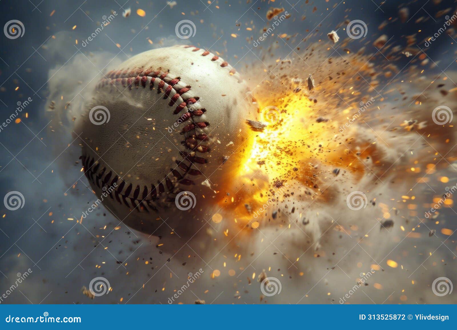 Unpredictable Baseball Bat Explosion Ball. Generate Ai Stock Photo ...