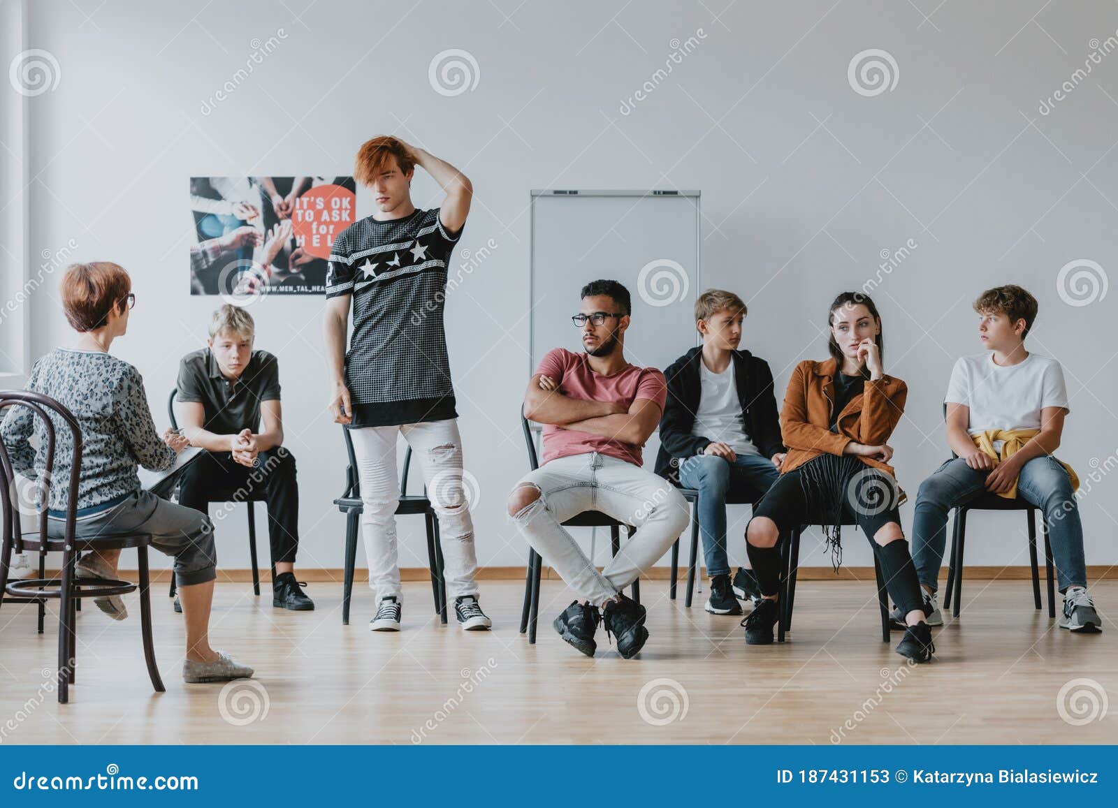 Unprepared boy in a class stock image. Image of teacher - 187431153