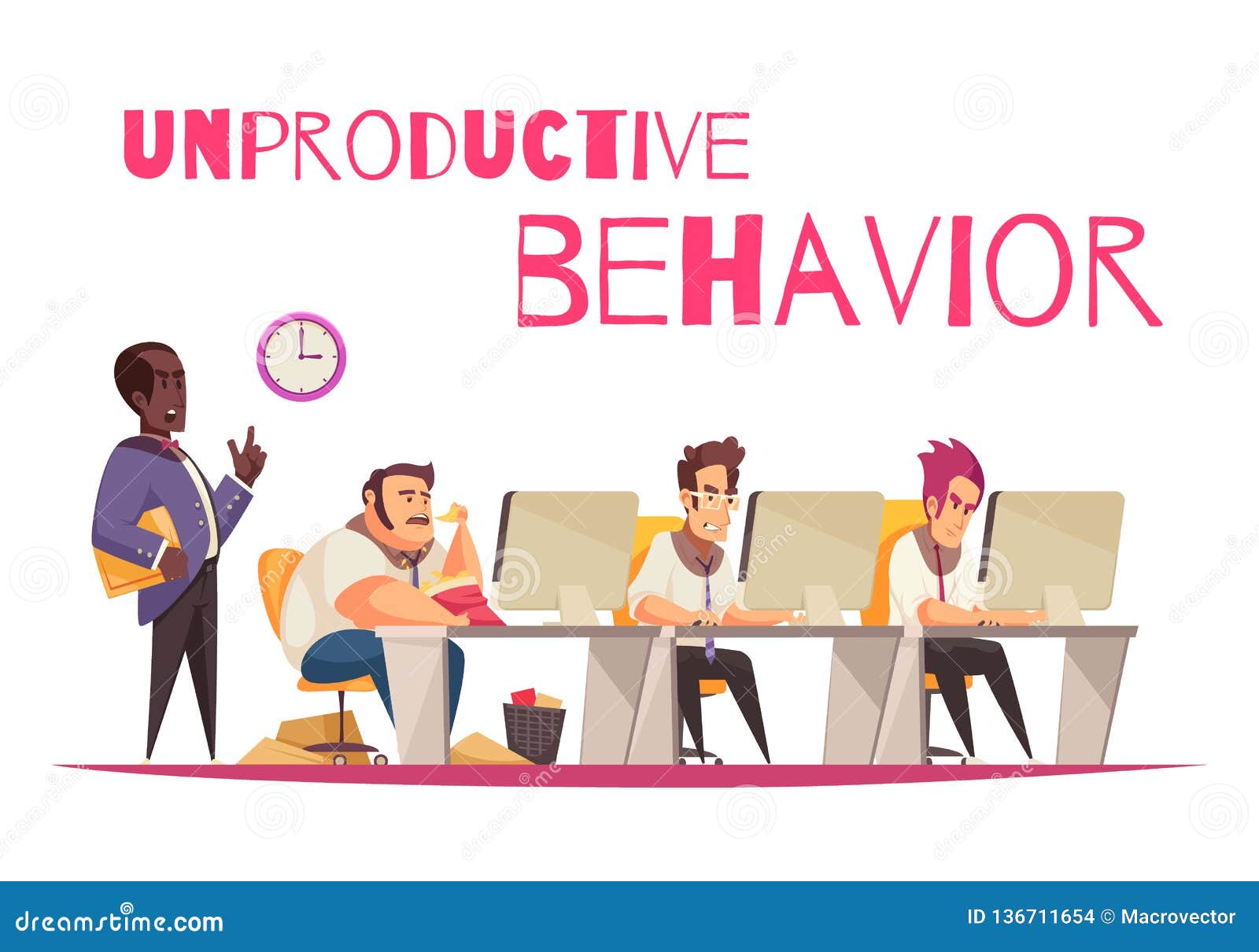 Unproductive Behavior Concept Stock Vector - Illustration of concept ...