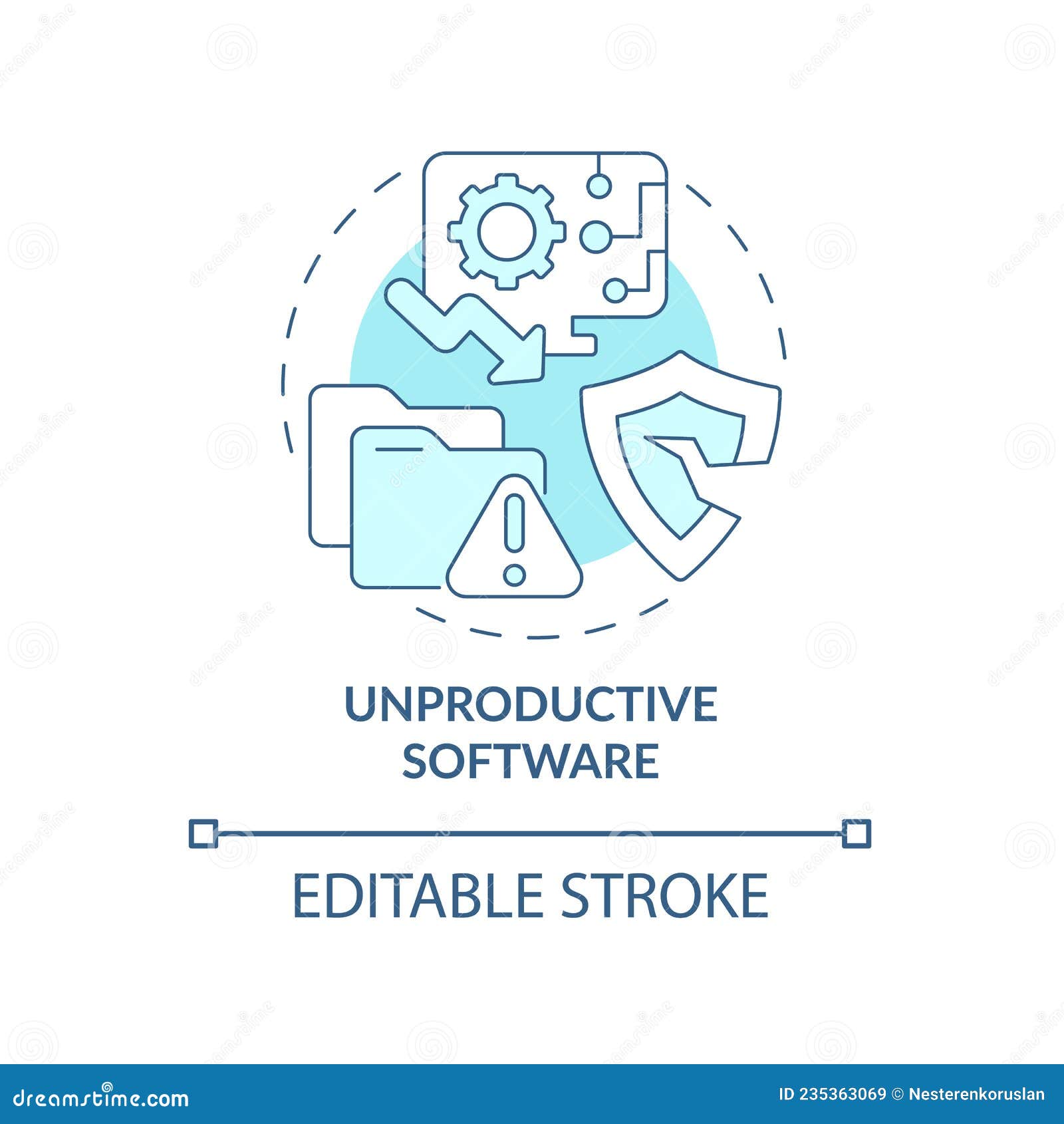Unproductive Software Blue Concept Icon Stock Vector - Illustration of ...