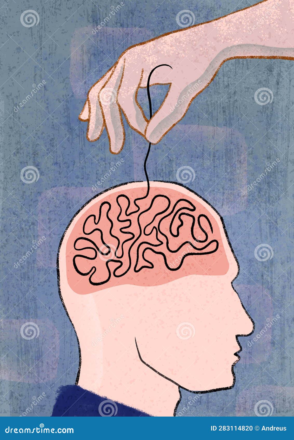 Unravelling the human mind stock illustration. Illustration of pulling ...