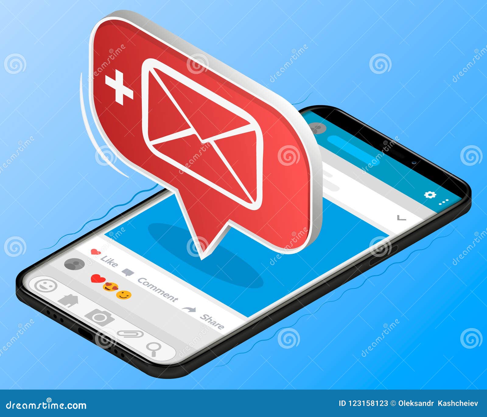 Unread Email Notification. New Message on the Smartphone Screen Stock ...