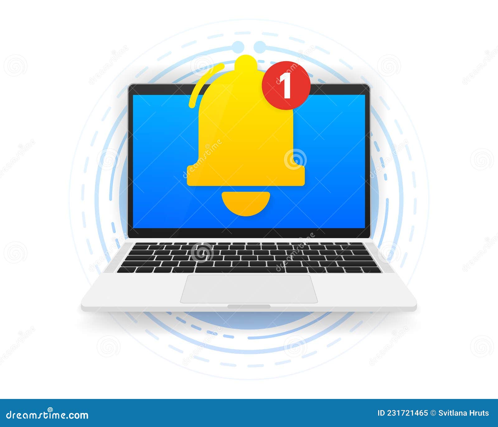 Unread Email Notification. One New Message on the Laptop Screen. Online ...