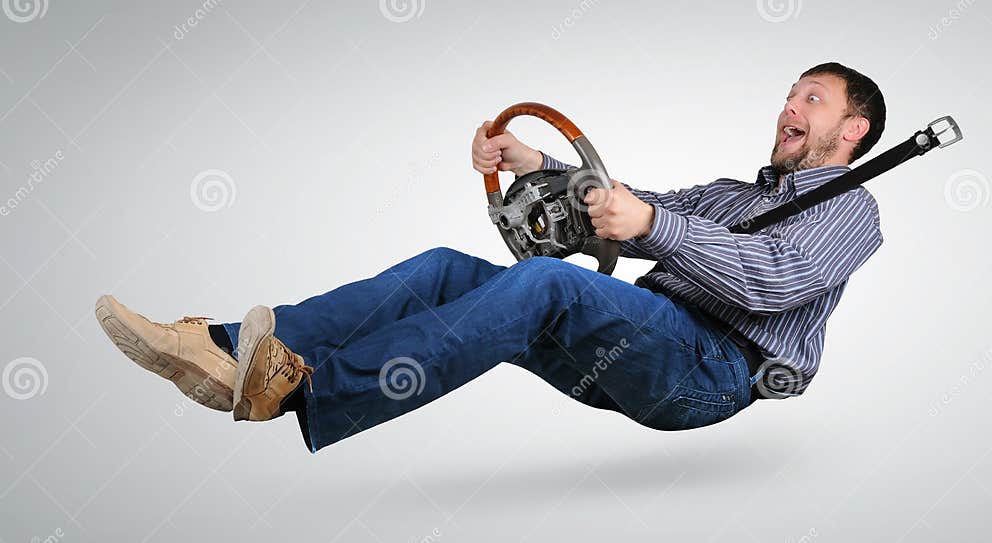 Unreal Mad Driver with a Wheel in Hands Stock Photo - Image of idea ...