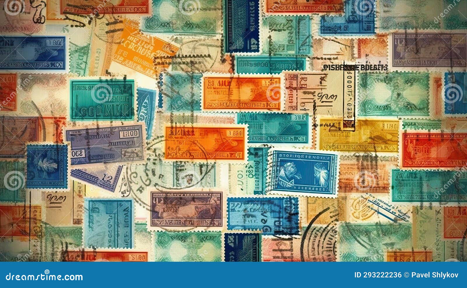 Unreal Postage Stamps from Different Countries and Times Stock Photo ...