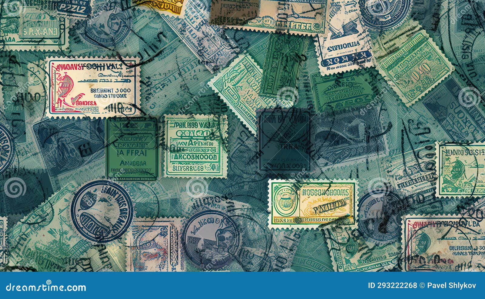 Unreal Postage Stamps from Different Countries and Times Stock Photo ...