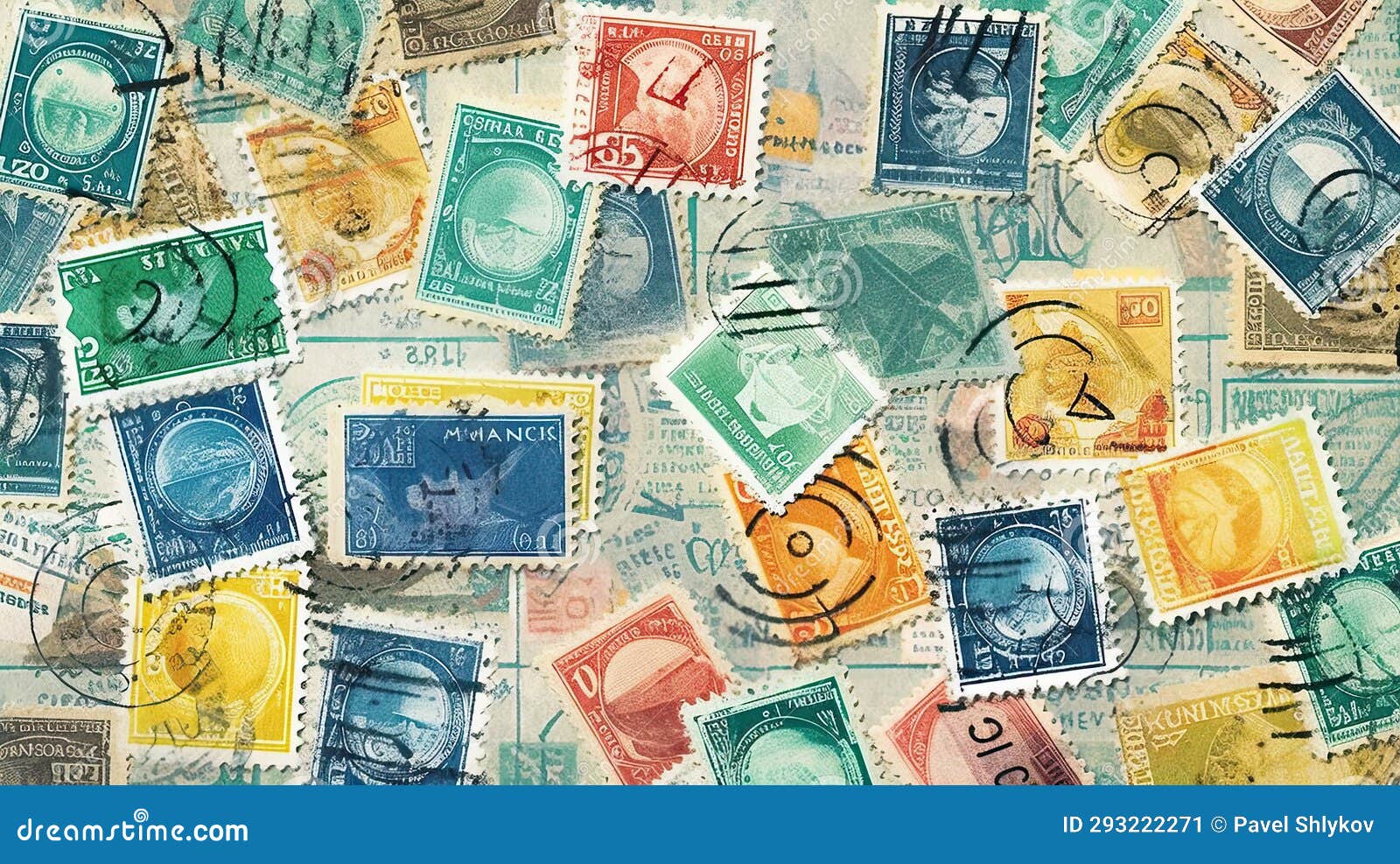 Unreal Postage Stamps from Different Countries and Times Stock Image ...