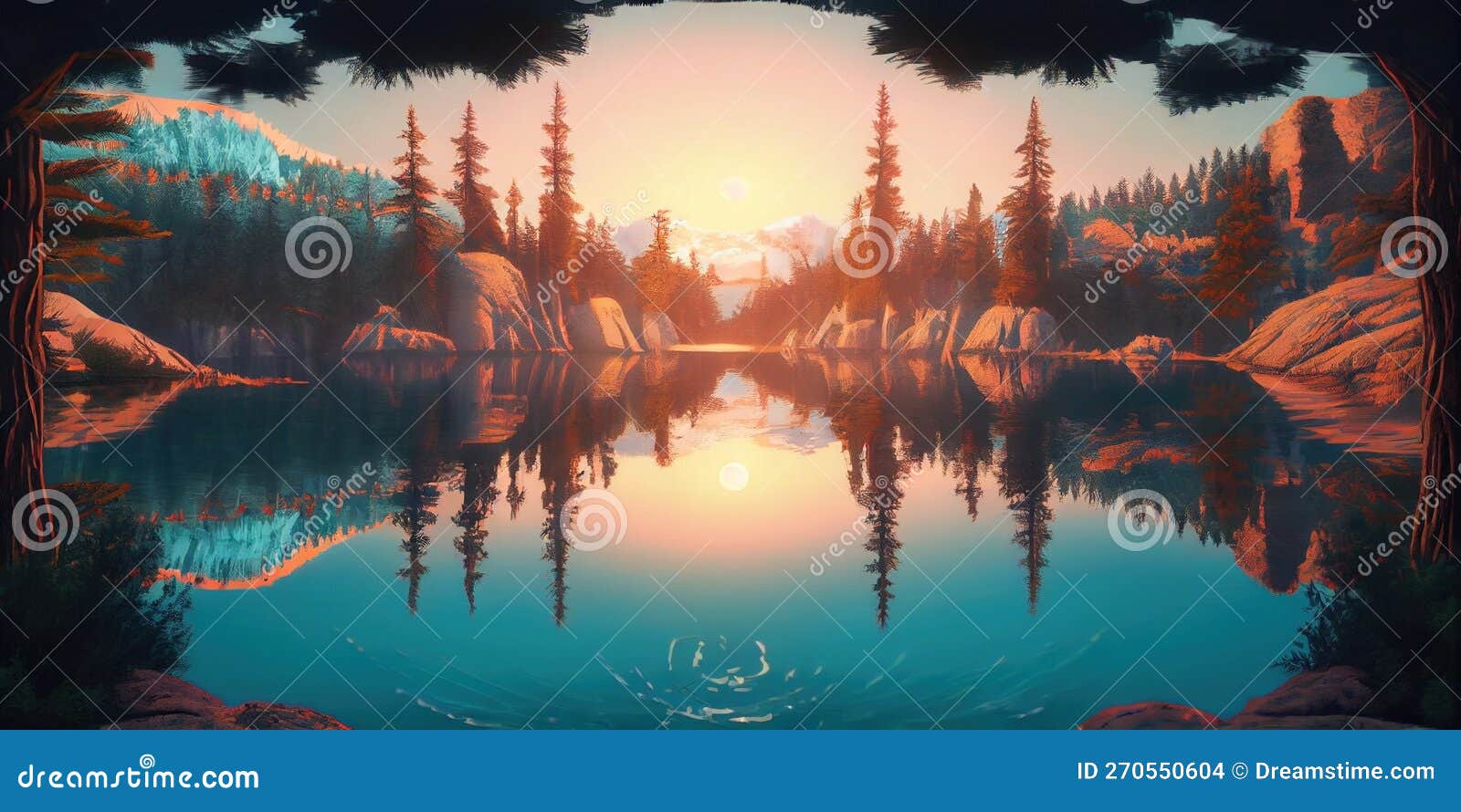 Unreal Reflections of a Mirage Landscape, Made with Generative AI Stock ...