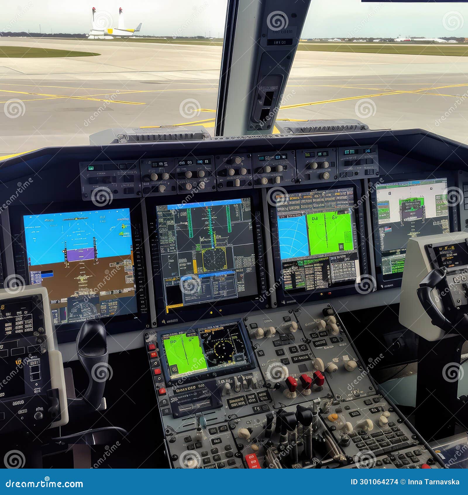 Unreal Workplace of Airplane Command Centre, Professional Air Traffic ...