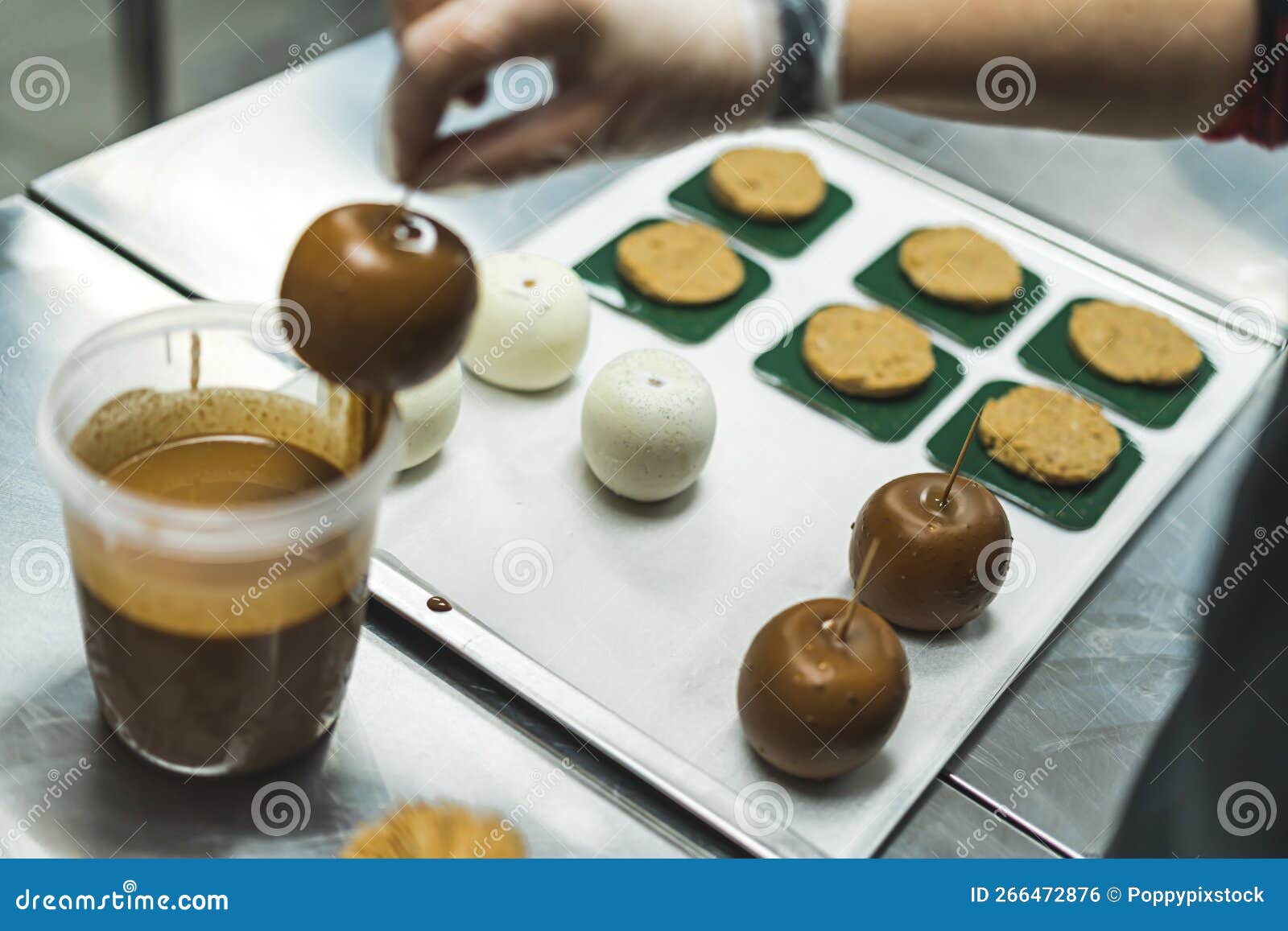 Unrecognisable Baker Glazing and Assembling Caramel Apple Desserts ...