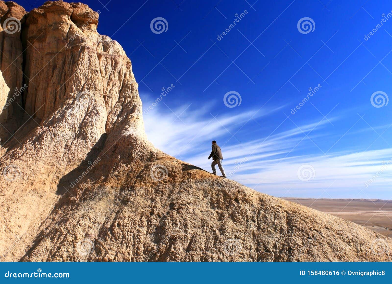 Unrecognisable Man Climbing a Coloured Hill with Exploding Like Cloud ...
