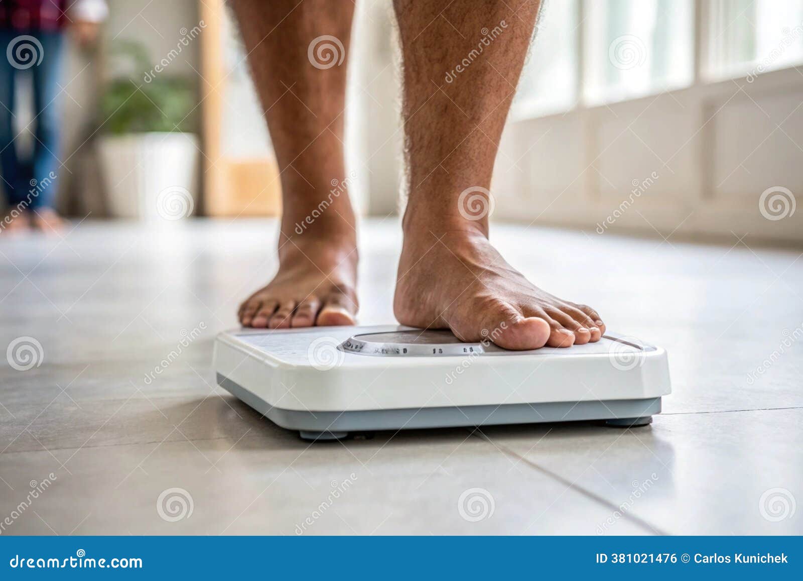 Unrecognisable Overweighted Woman Getting On The Scale - Generated By ...