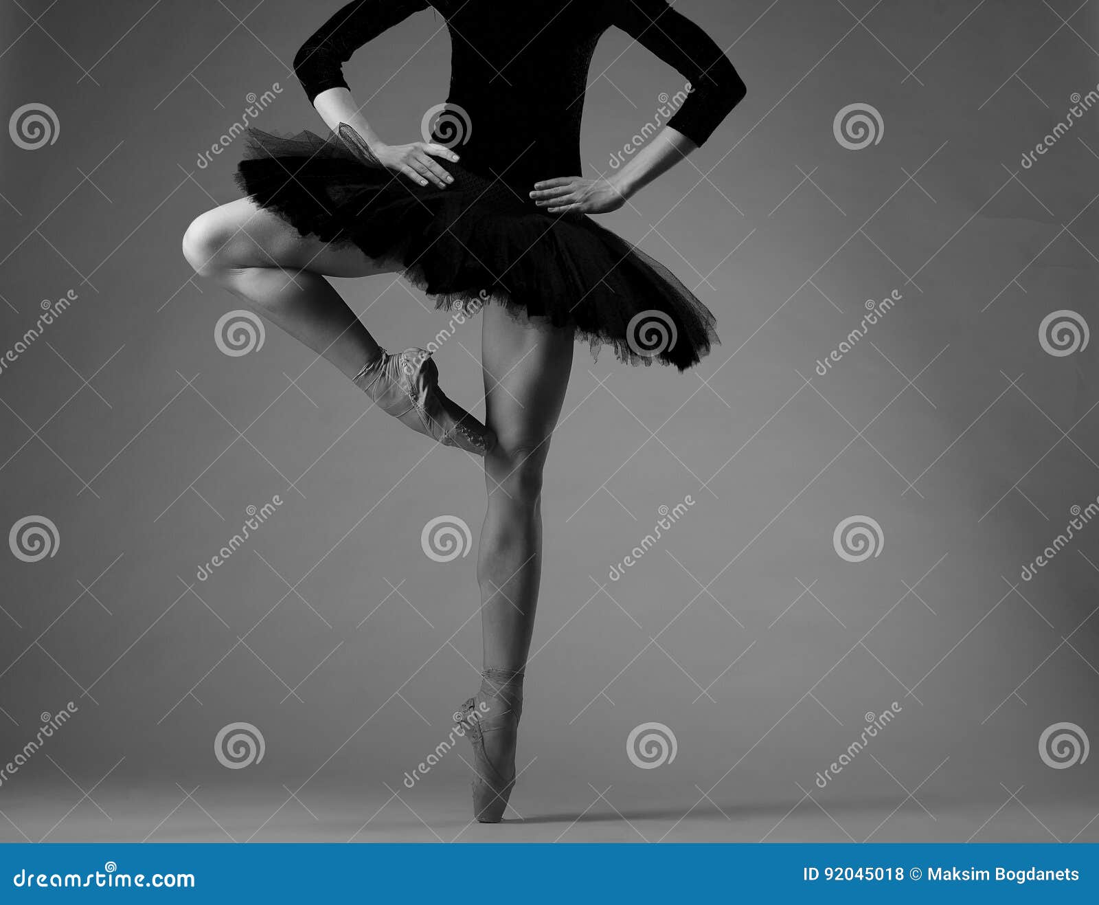 Unrecognizable Ballerina in Studio, Black Tutu Outfit. Classical Ballet ...