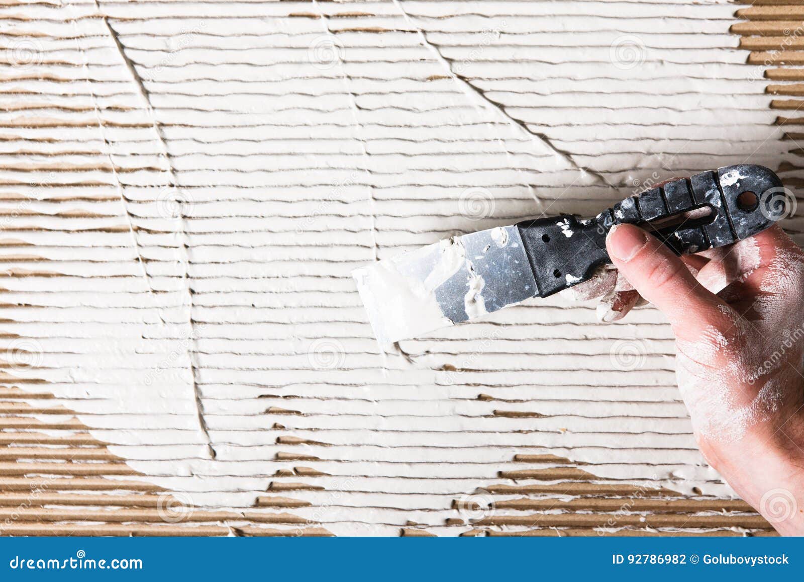 Unrecognizable Builder Work, Spatula and Plaster Stock Photo - Image of ...