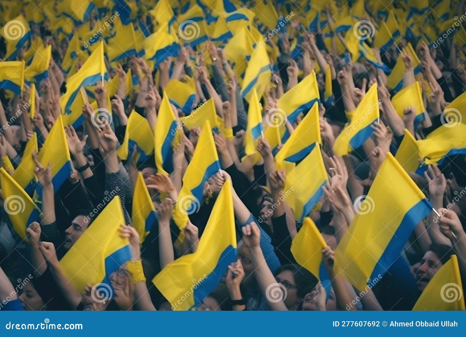 Generic Unrecognizable Crowds Cheering Or Demonstrating With Waving ...