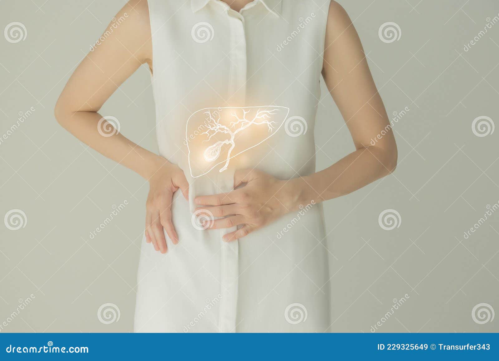 Woman in White Clothes Holding Virtual Gall Bladder in Hand. Handrawn ...