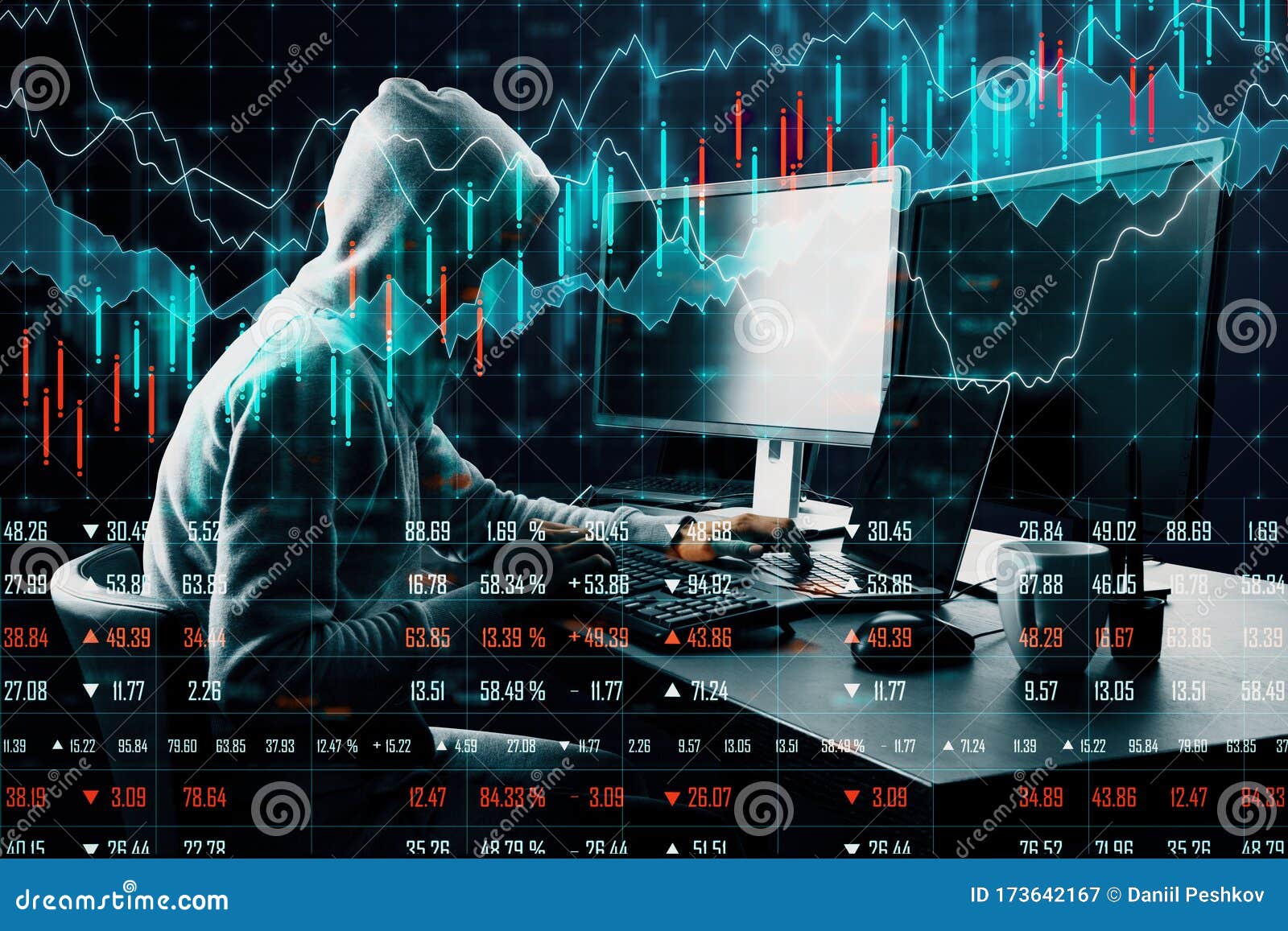 Unrecognizable Hacker Using Computer Stock Image - Image of data ...