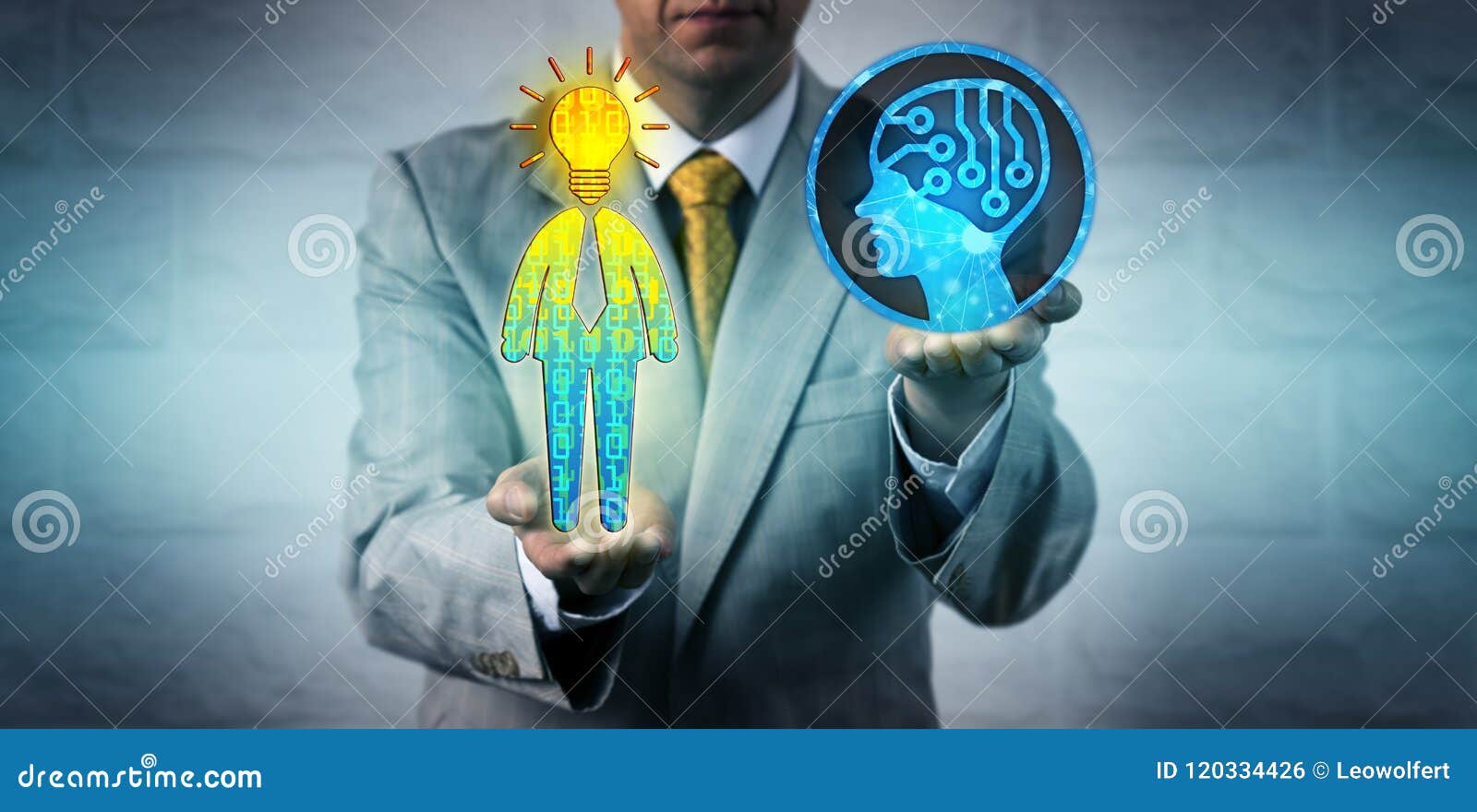 Manager Using AI To Pick Brains of Talent Stock Photo - Image of labor ...