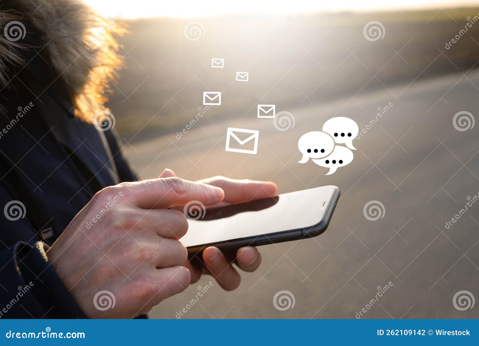 Unrecognizable Man Holding a Smartphone and Getting Notifications while ...