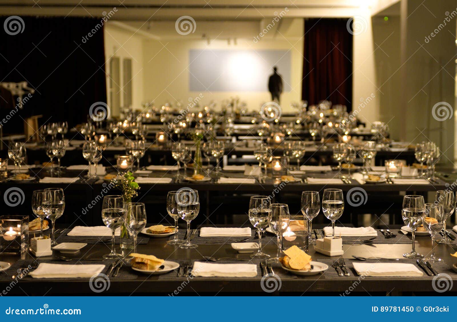 Dinner Party, Modern Restaurant, Unrecognizable Man Standing Alone ...