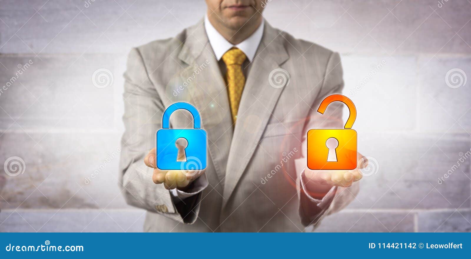 It Manager Showing a Locked and an Open Padlock Stock Photo - Image of ...