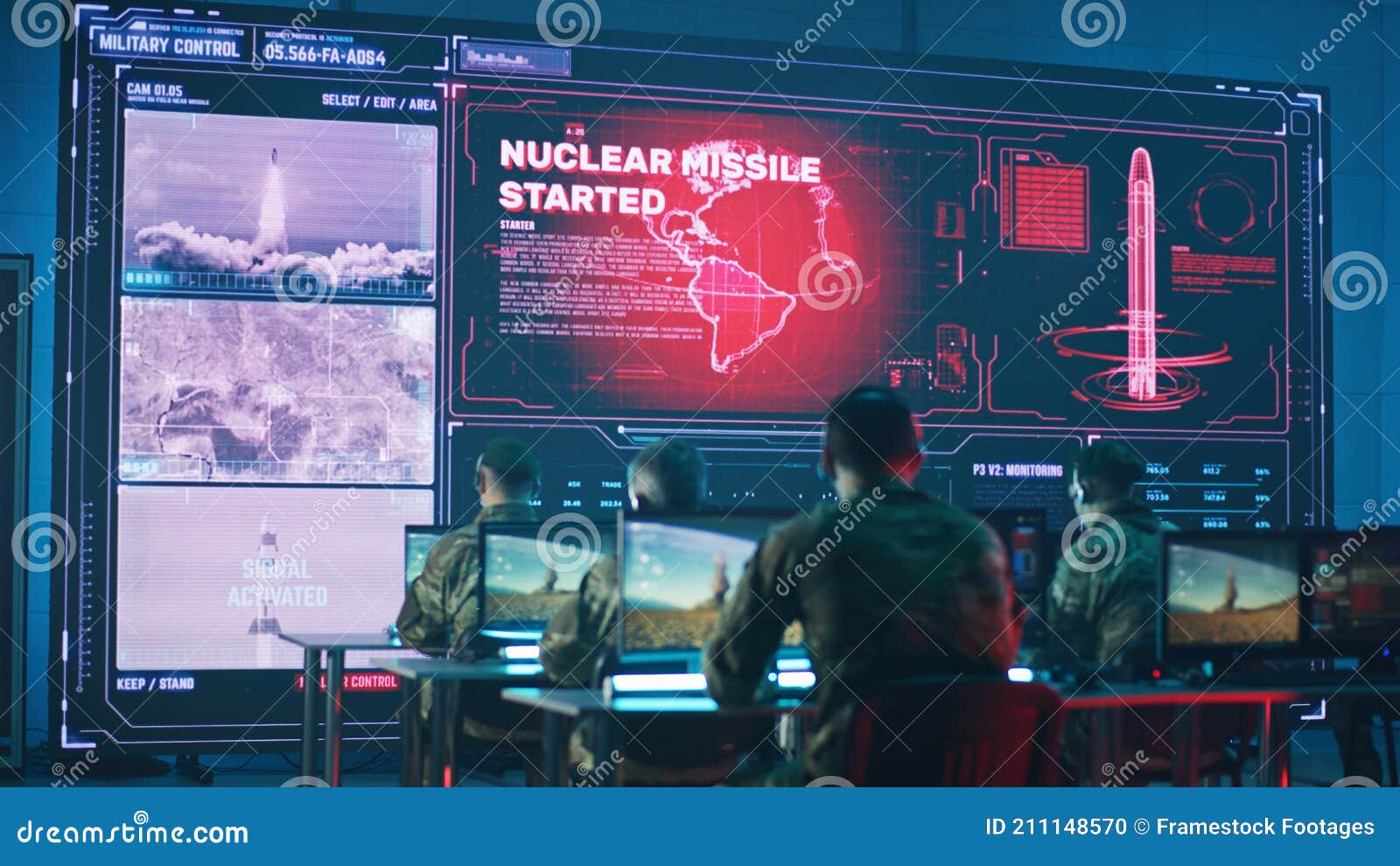 Unrecognizable Military Men Launching Nuclear Missile Stock Photo ...