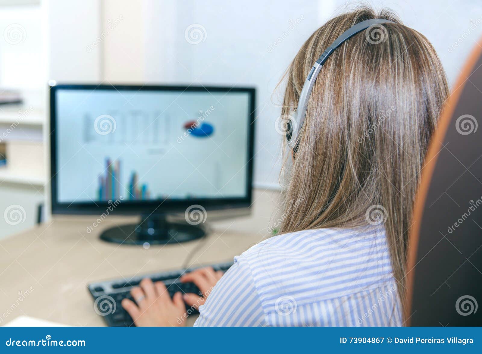 Unrecognizable Secretary Working with Computer in Office Stock Image ...