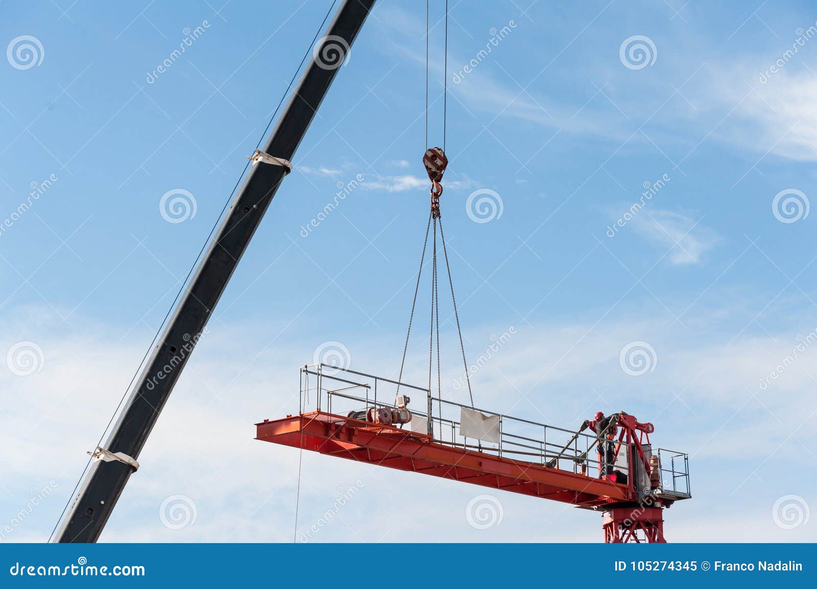 Assembly of a Construction Crane. Stock Image - Image of technicians ...