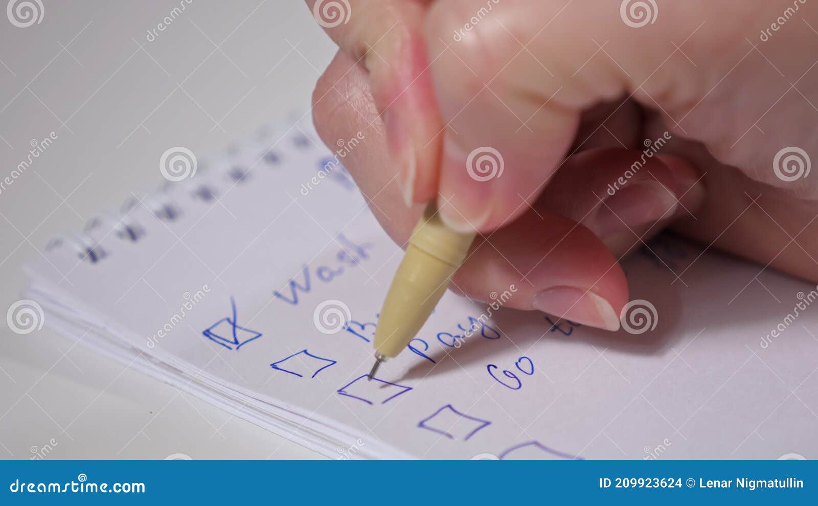 Unrecognizable Woman Marks Completed Tasks by Ticking the Checkboxes ...