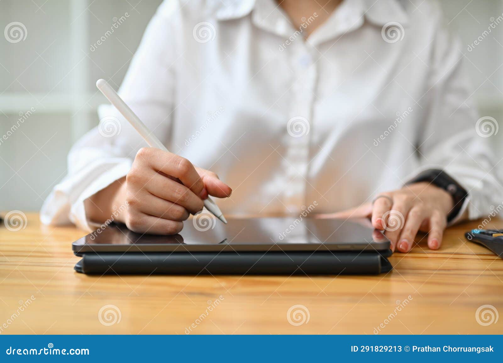 Unrecognizable Young Creative Woman Using Stylus Pen Writing Notes or ...