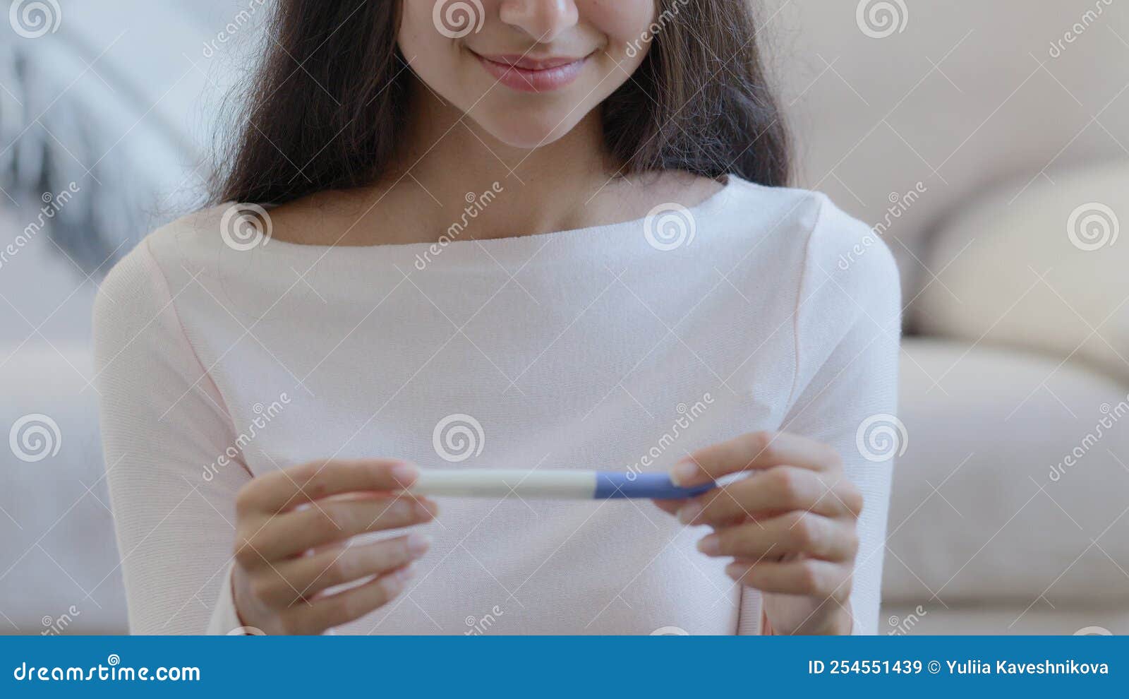 Unrecognizable Young Pregnant Girl Happy Mom Fertility Woman Expecting